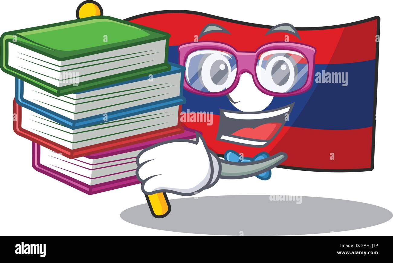 Smart Student flag laos Scroll mascot cartoon with book Stock Vector ...