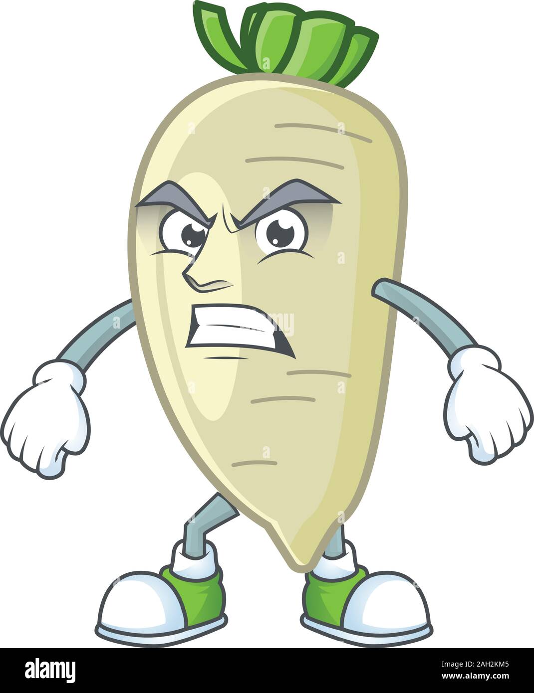 Picture of white radish cartoon character with angry face Stock Vector ...