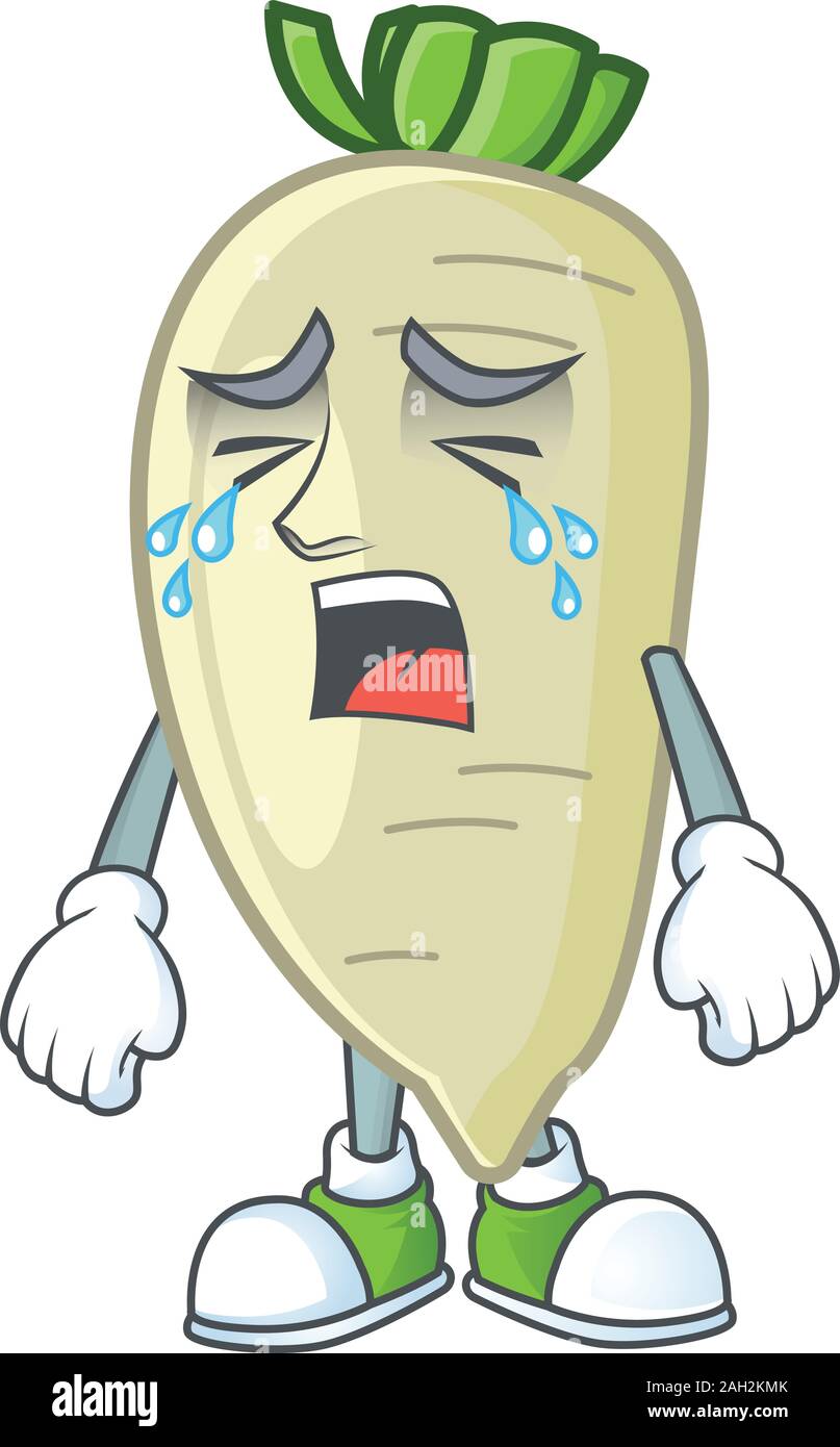 Sad Crying gesture white radish cartoon character style Stock Vector ...