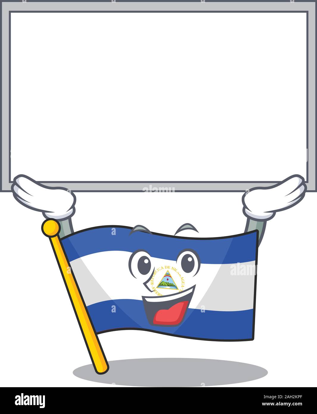 Happy cartoon character flag nicaragua Scroll raised up board Stock ...