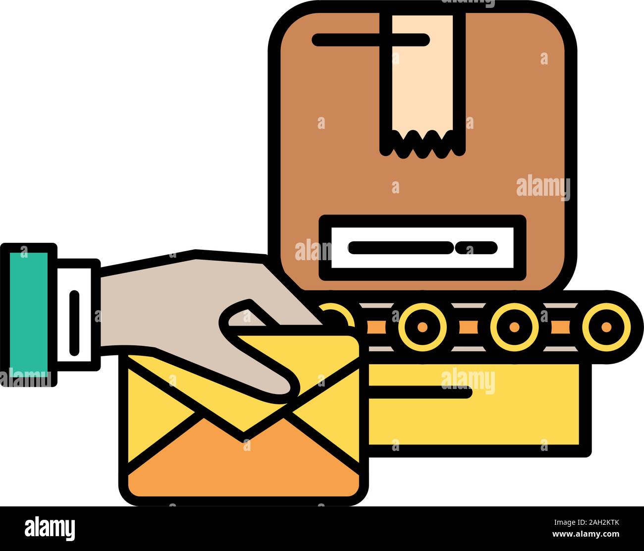 transport band with boxes packing postal service Stock Vector Image ...