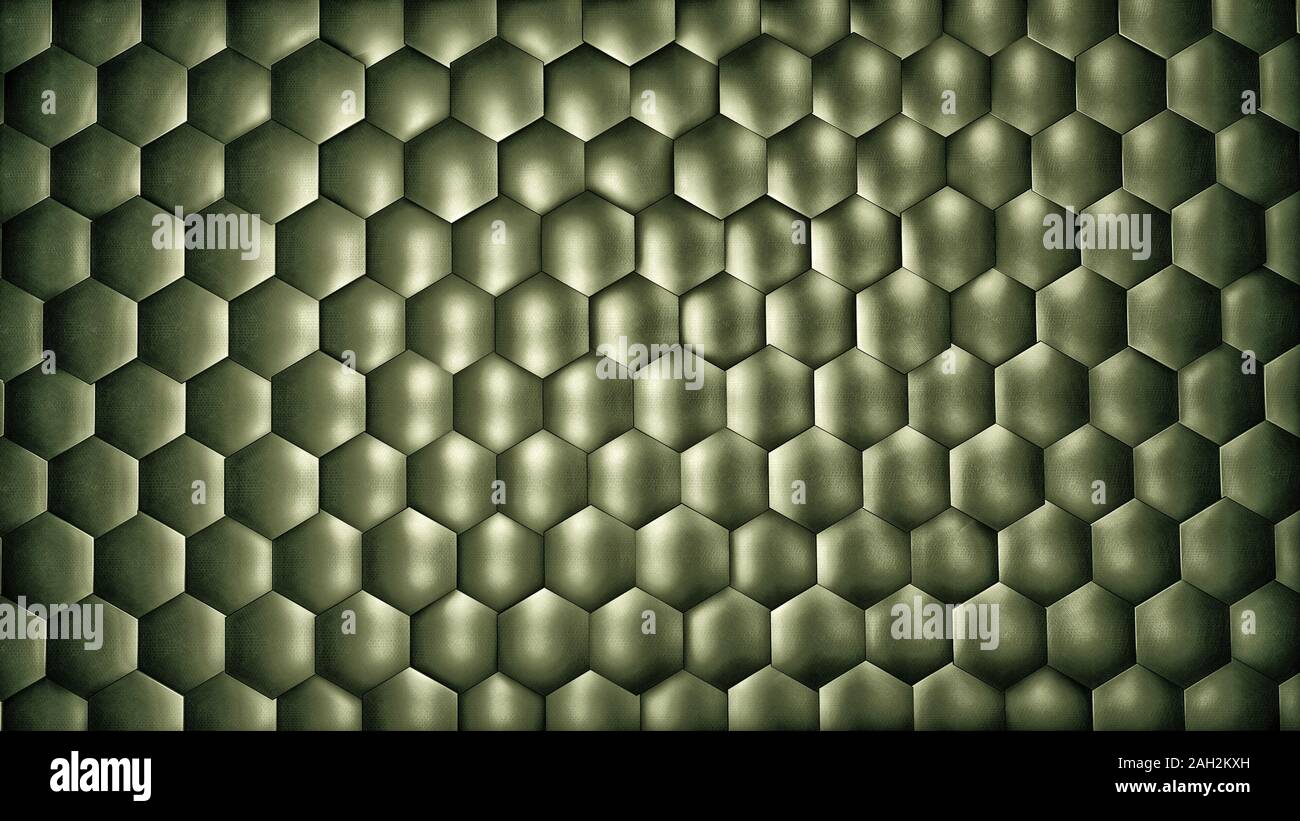 Abstract pale green hexagon background with metal texture. Polygonal ...