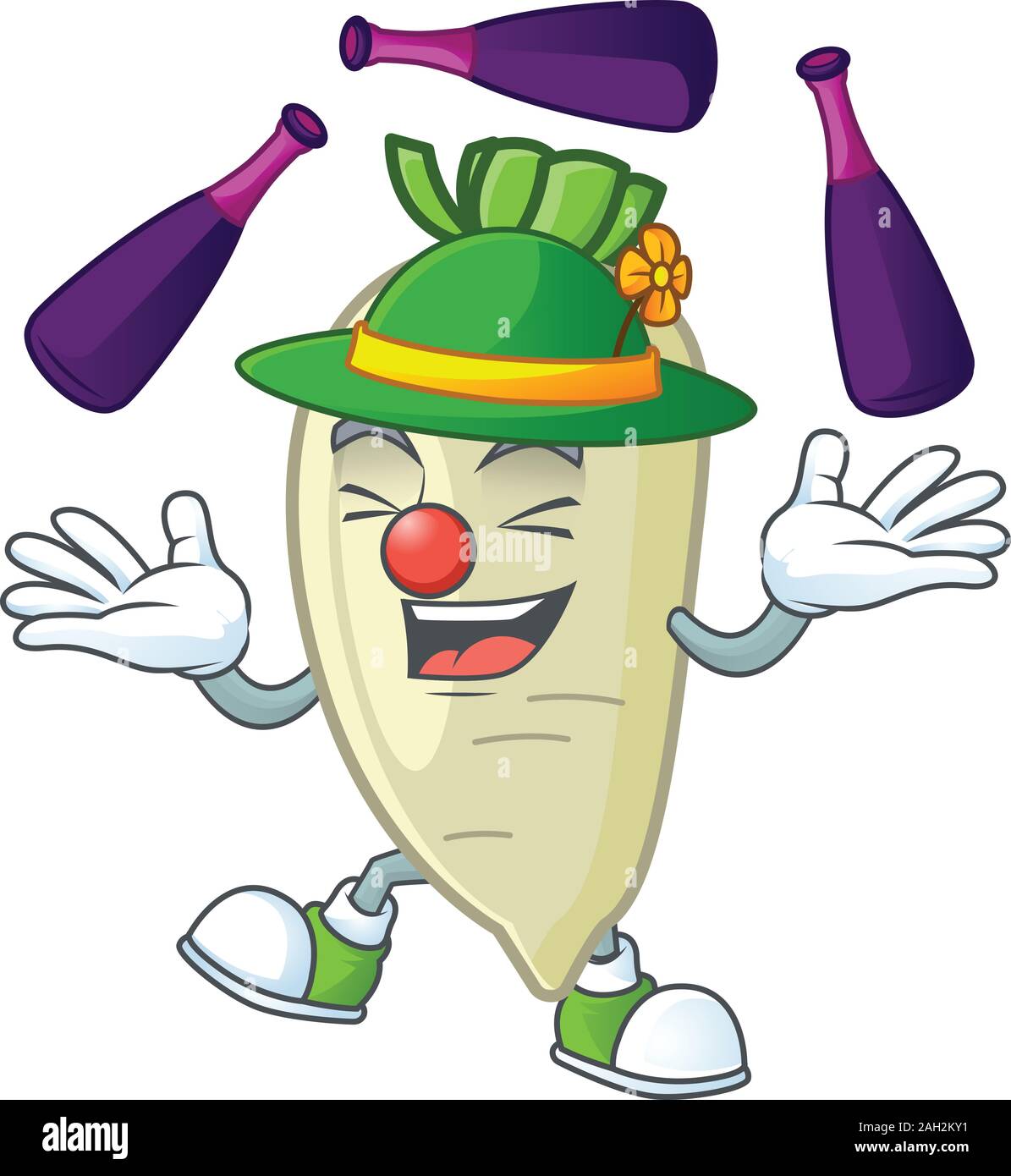 Cute and cool Juggling white radish cartoon character Stock Vector ...