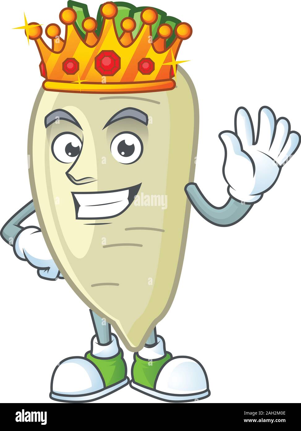 Cool King of white radish on cartoon character style Stock Vector Image ...