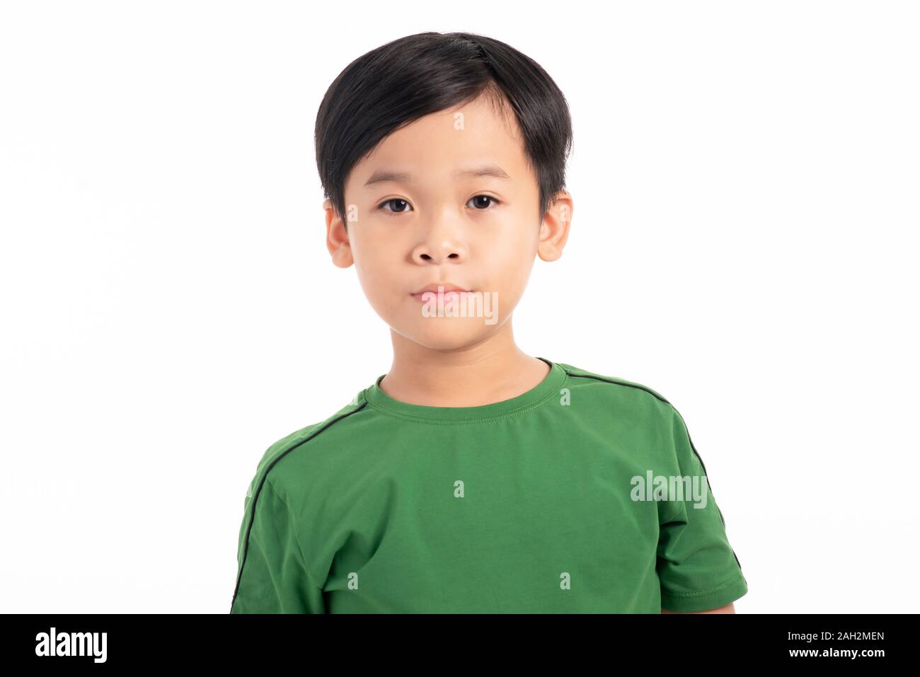 happy and Smart Asian boy isolated on white background Stock Photo - Alamy