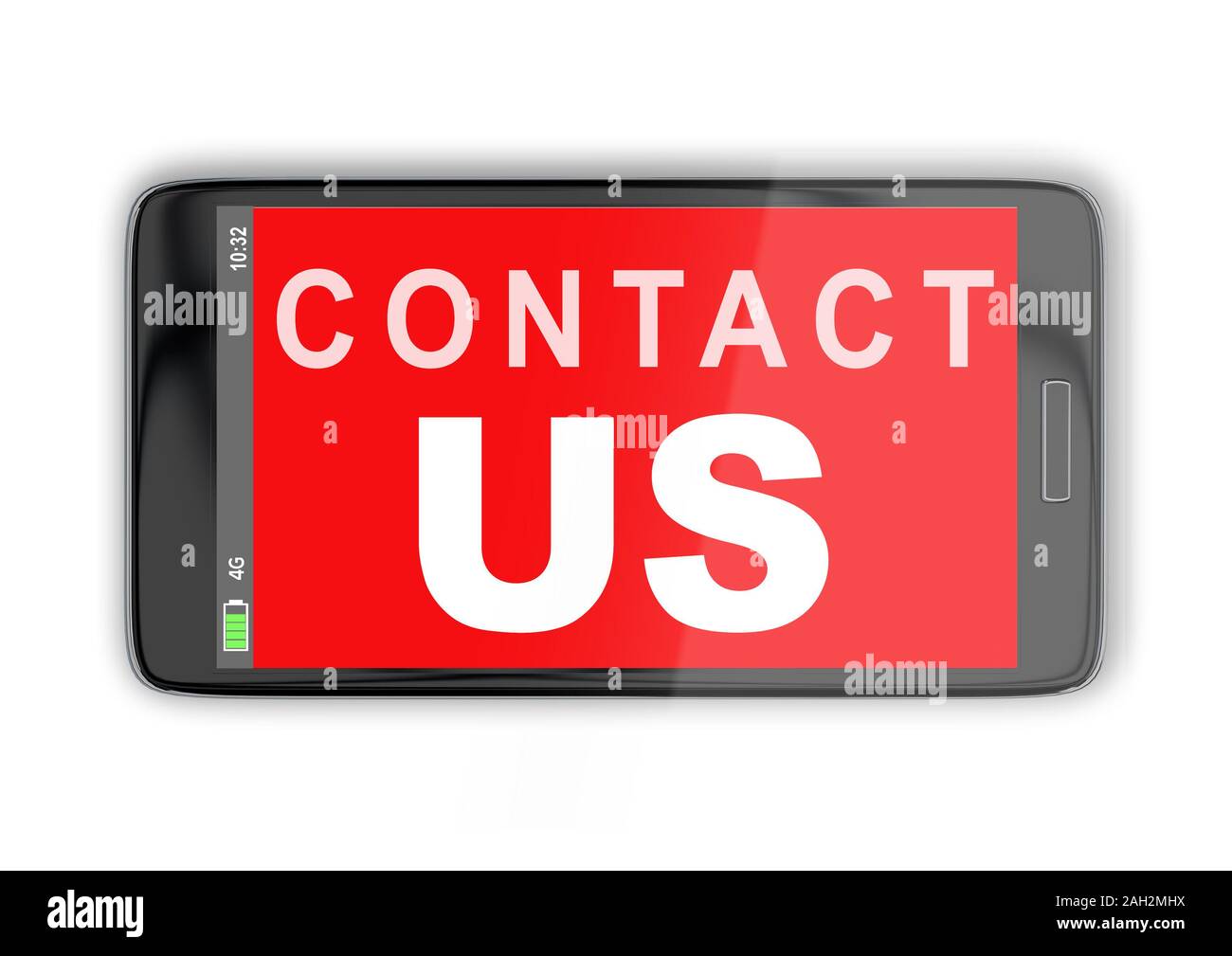 3D illustration of CONTACT US title on cellular screen, isolated on ...