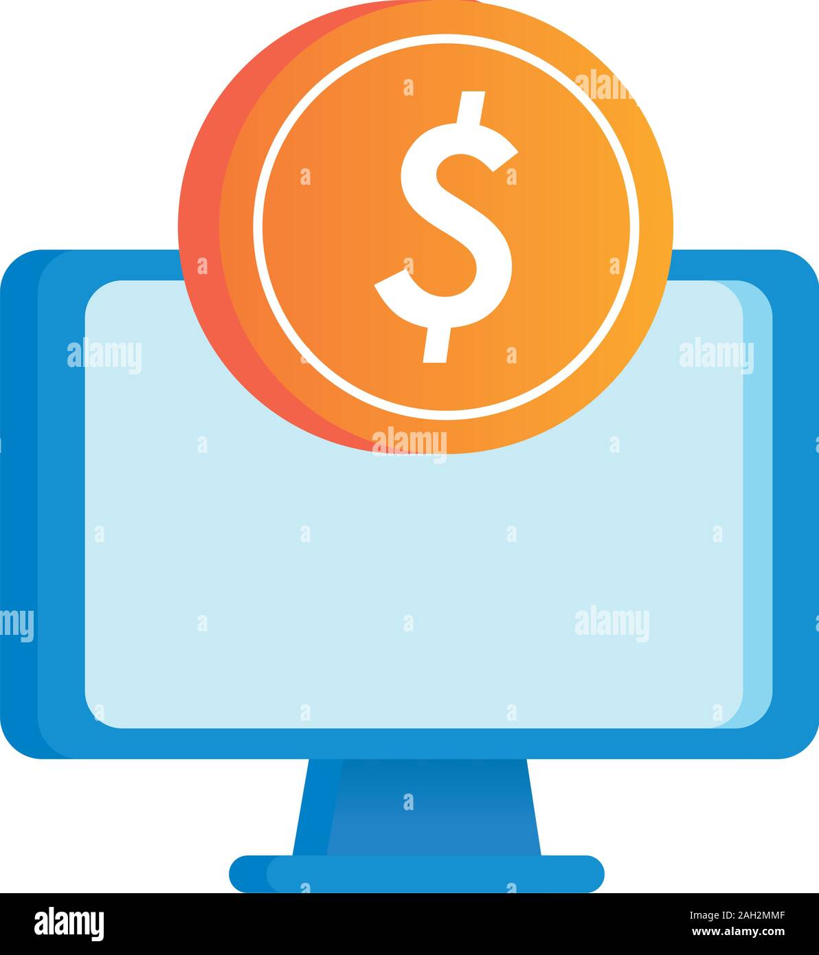 desktop computer display with dollar coin Stock Vector Image & Art - Alamy