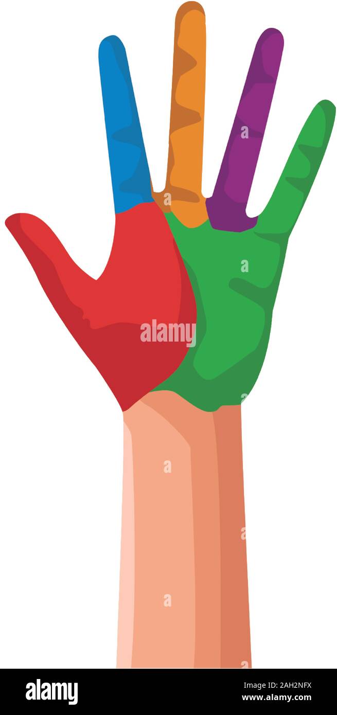 hand with colorful paint, flat design Stock Vector Image & Art - Alamy