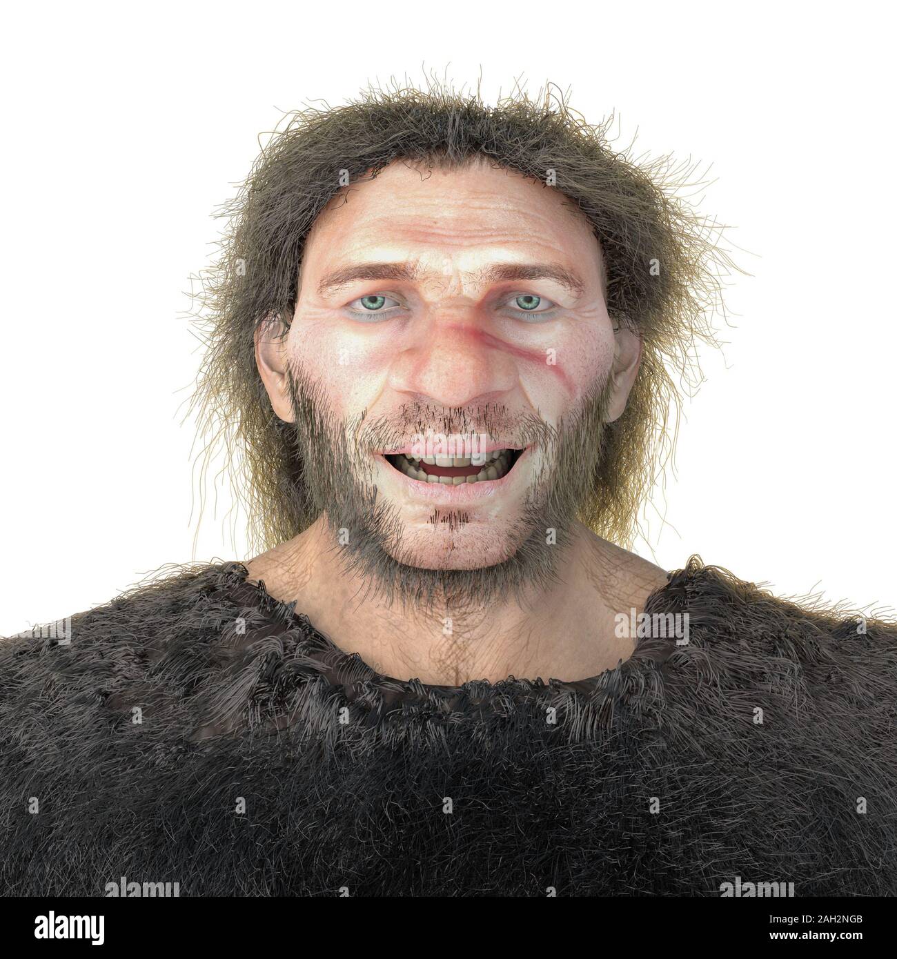 Digital illustration of a blond Neanderthal Stock Photo - Alamy