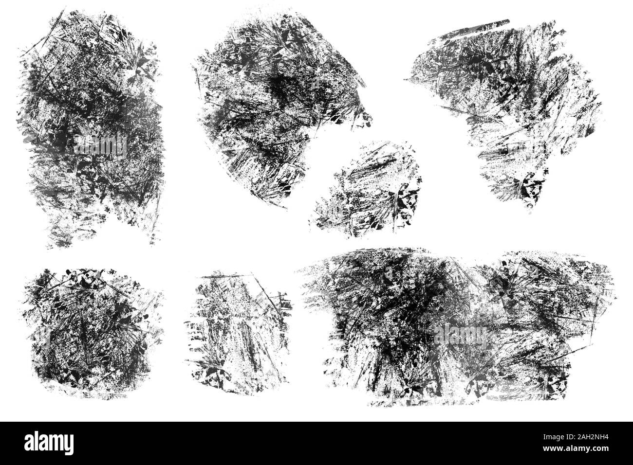 Set of abstract black and white grunge imprints. Monochrome textured ...