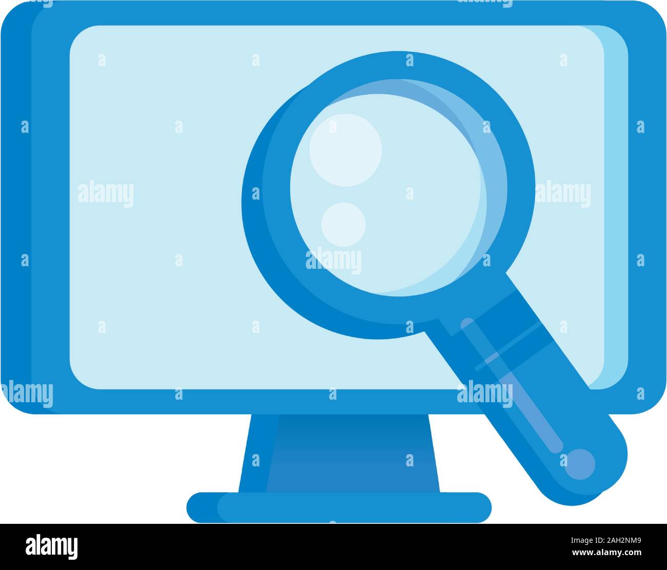 desktop computer display with magnifying glass Stock Vector Image & Art ...