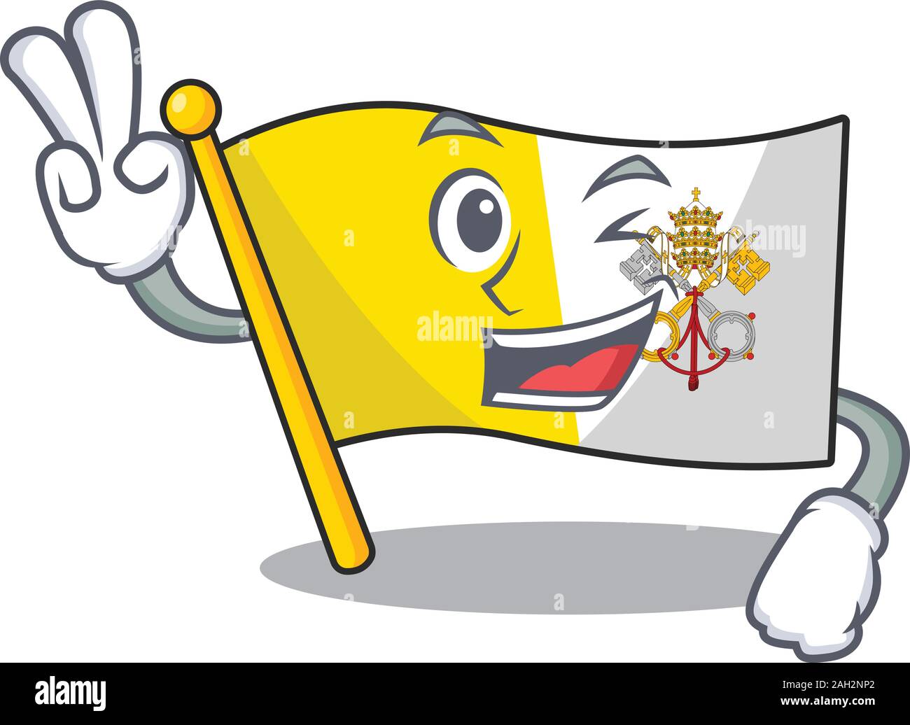 Funny flag vatican city Scroll cartoon Character with two fingers Stock ...