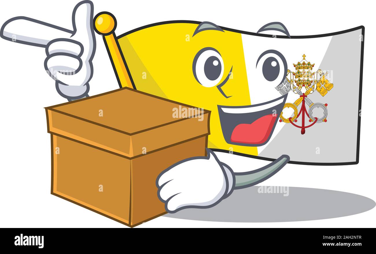 Flag vatican city Scroll cartoon character bringing a box Stock Vector ...