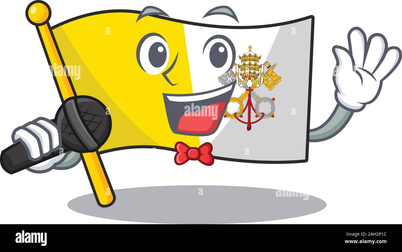 Cute cartoon Singing flag vatican city Scroll with a microphone Stock ...