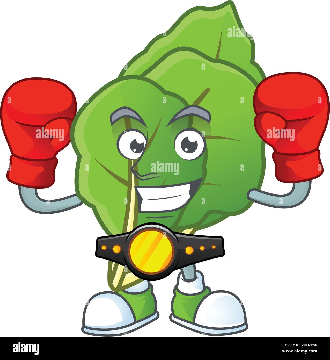 Funny Face Boxing collard greens cartoon character design Stock Vector ...