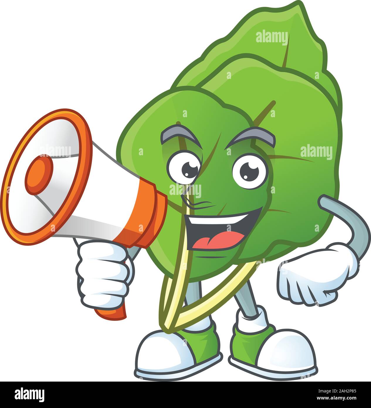 Smiling cartoon character of collard greens with megaphone Stock Vector ...