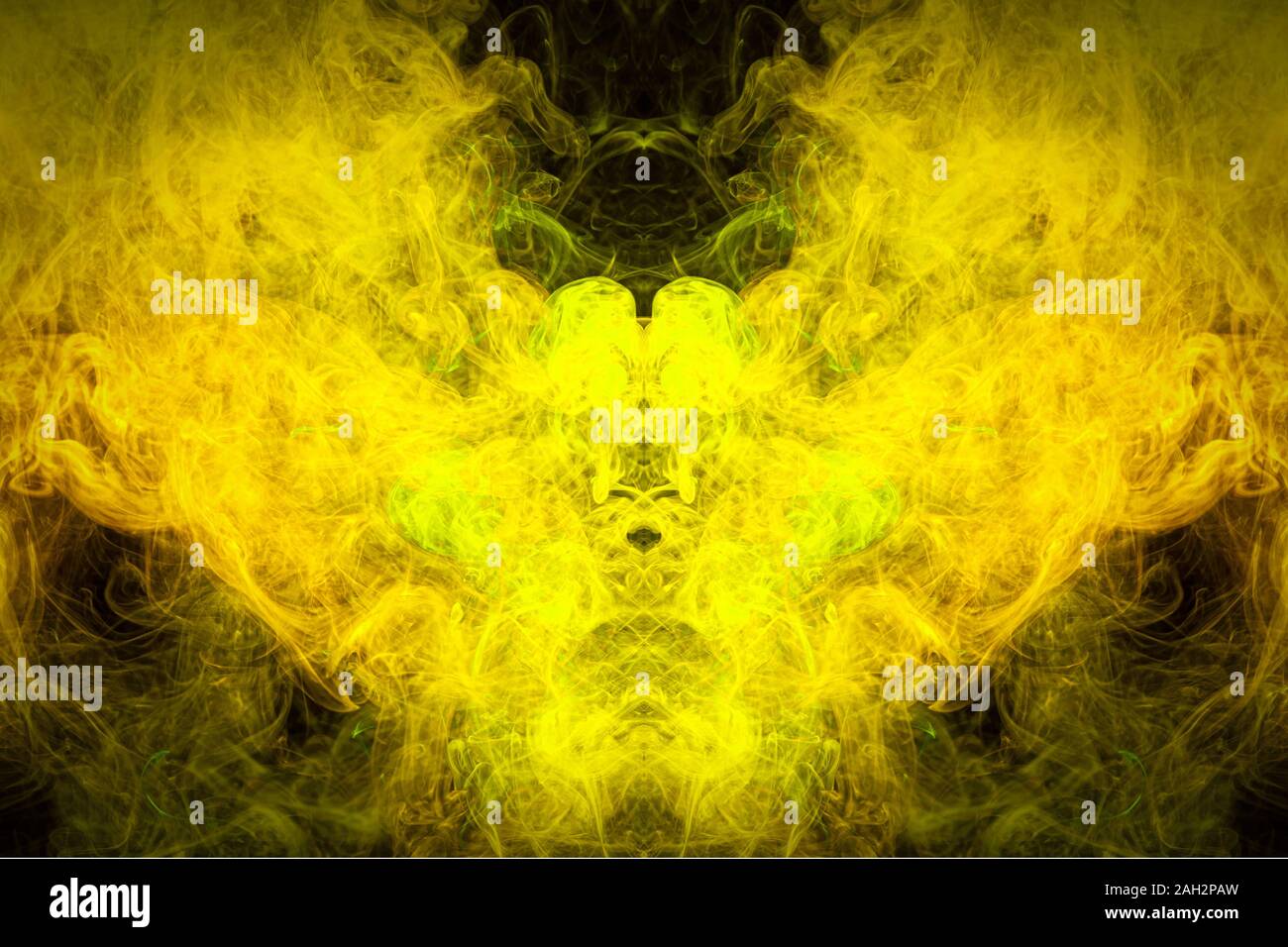 yellow smoke of pattern in the form of horror monster on a dark ...