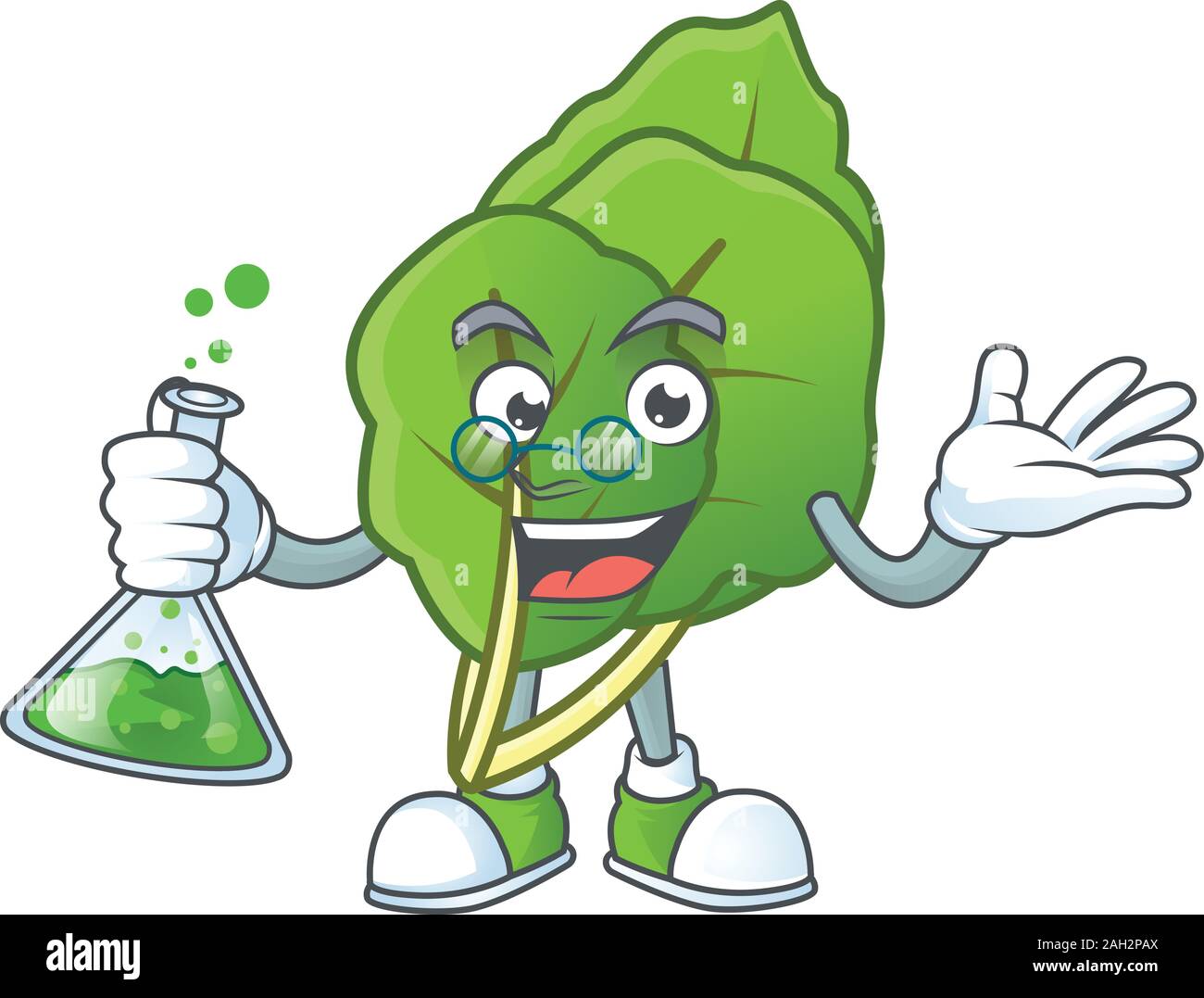 Smart collard greens cartoon character holding glass tube Stock Vector ...