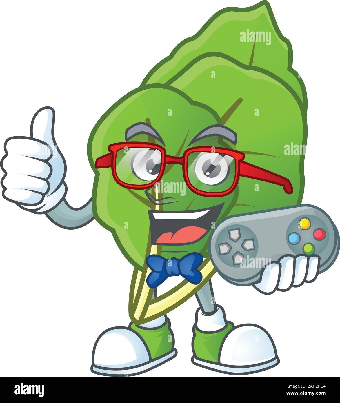 cool geek gamer collard greens cartoon character design Stock Vector ...