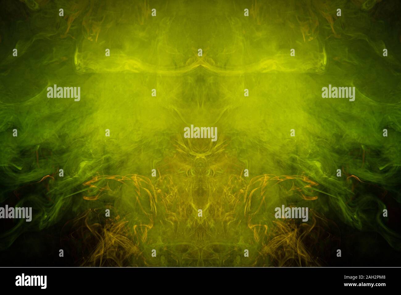 yellow smoke of pattern in the form of horror monster on a dark ...