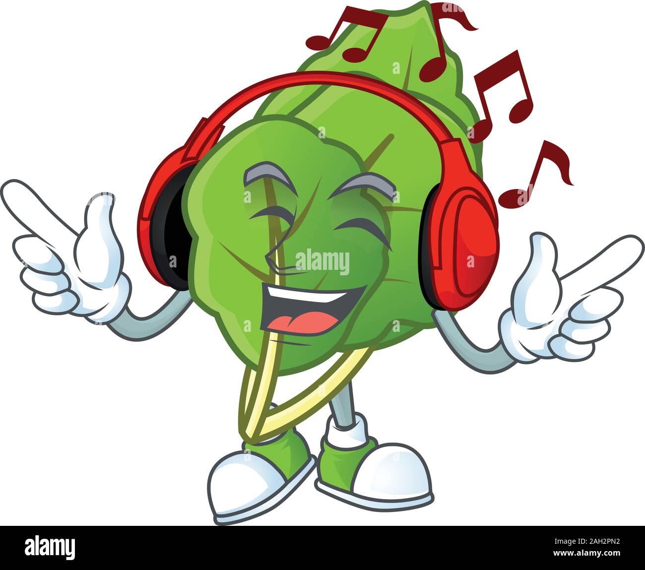 Singing and Listening music collard greens cartoon character Stock ...
