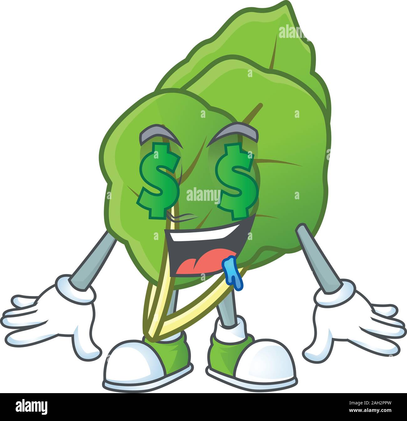 Cute collard greens with Money eye cartoon character design Stock ...