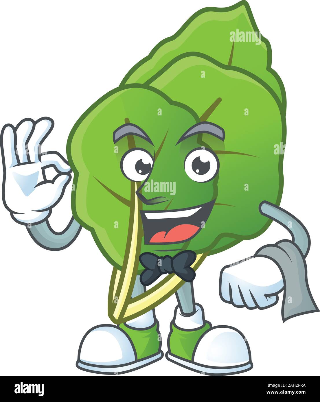 Collard greens cartoon character as a Waiter look Stock Vector Image ...