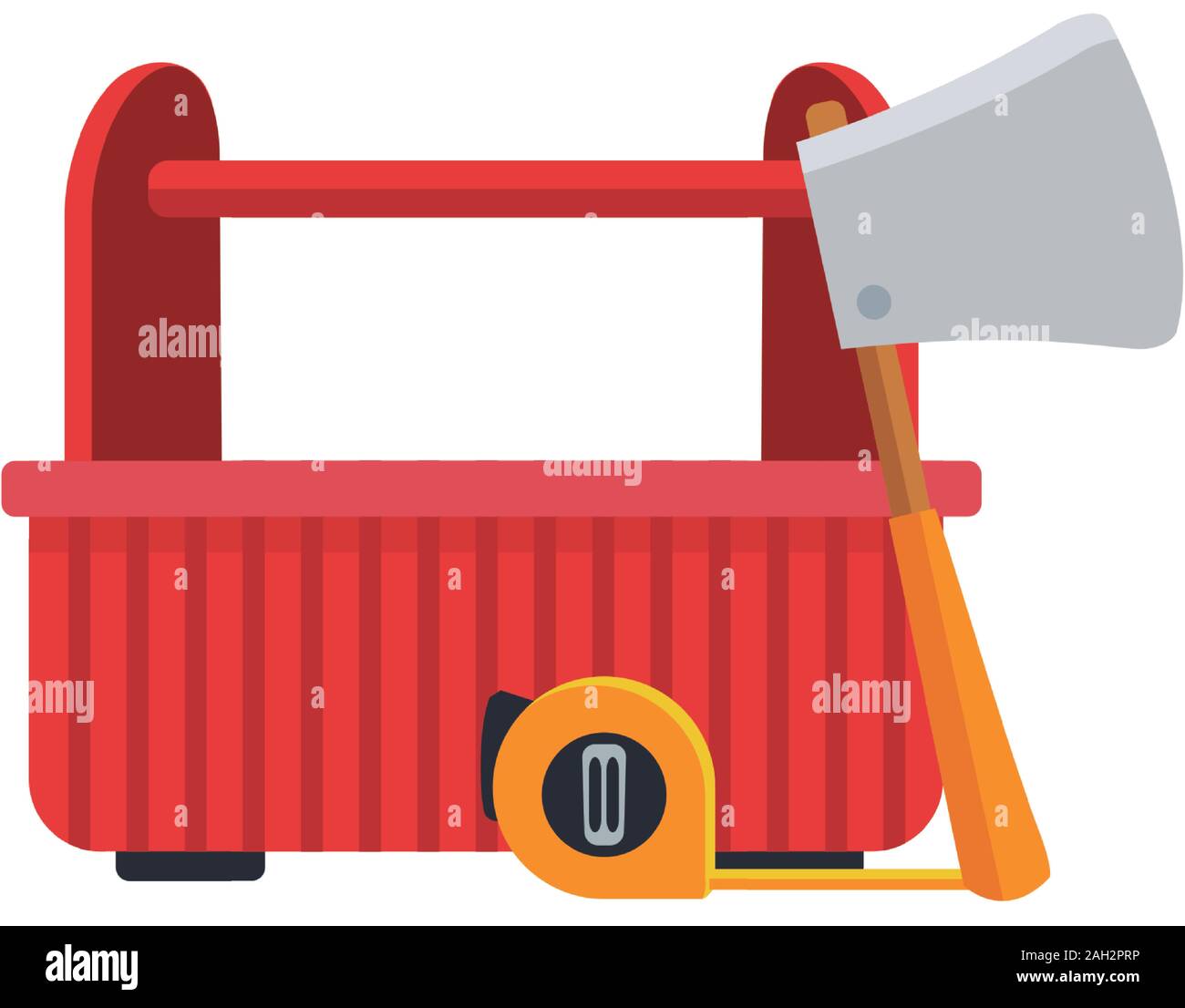 tools box with hand meter and ax tool, colorful design Stock Vector ...