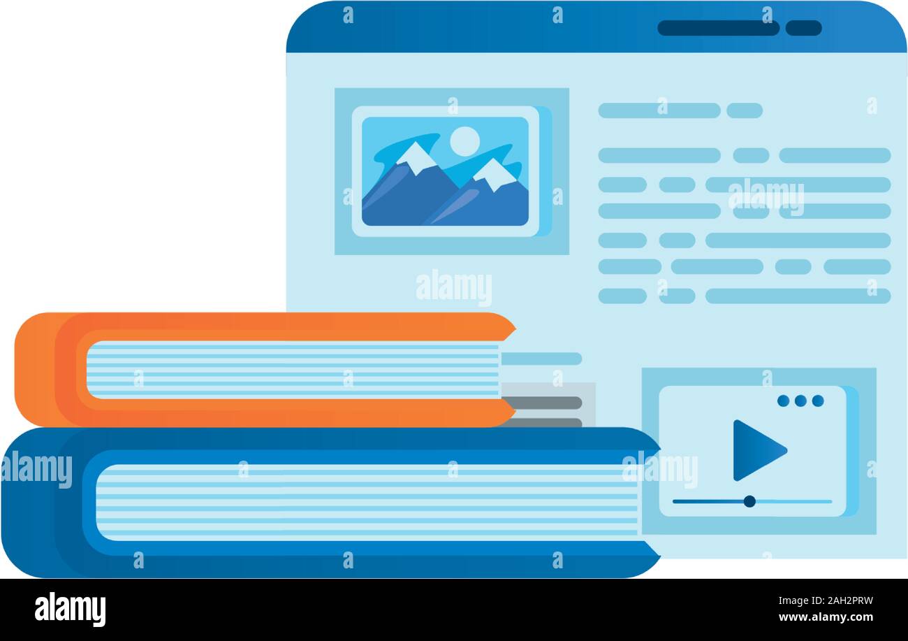 template webpage window with books Stock Vector Image & Art - Alamy