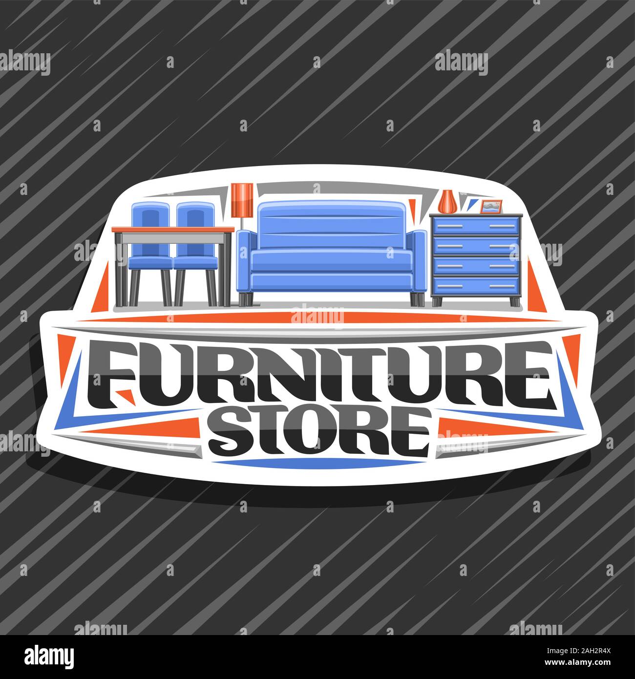 Vector logo for Furniture Store, white decorative sign board with ...
