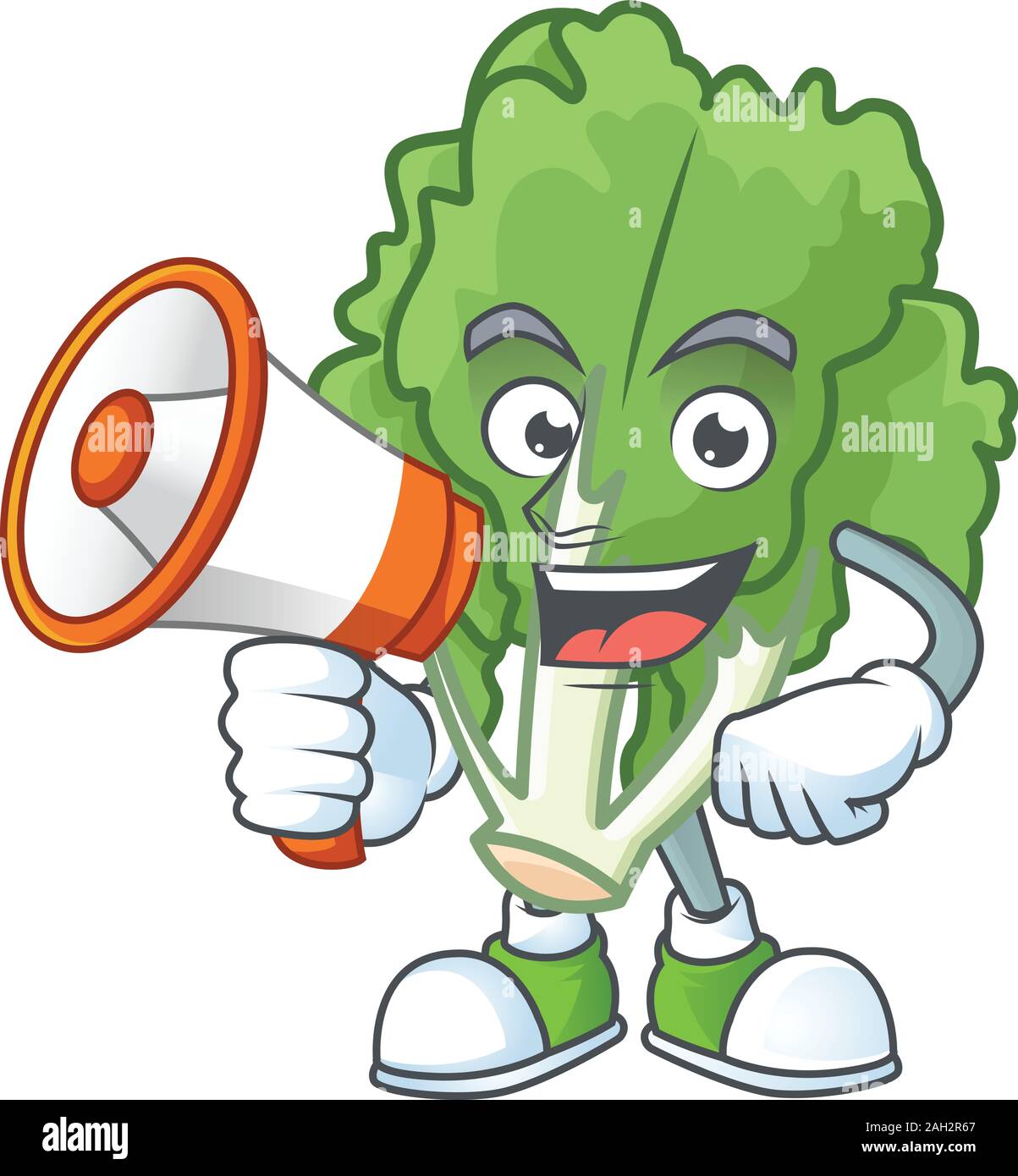 Smiling cartoon character of endive with megaphone Stock Vector Image ...