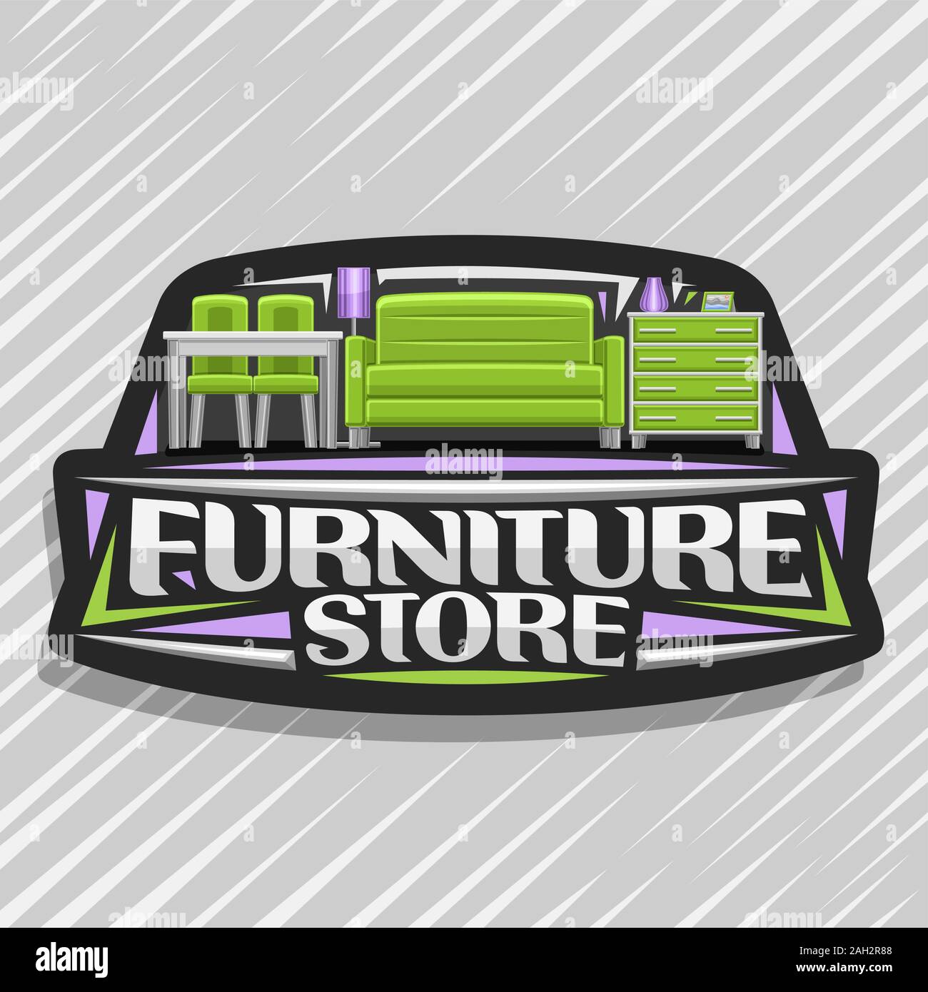 Vector logo for Furniture Store, dark decorative sign board with ...