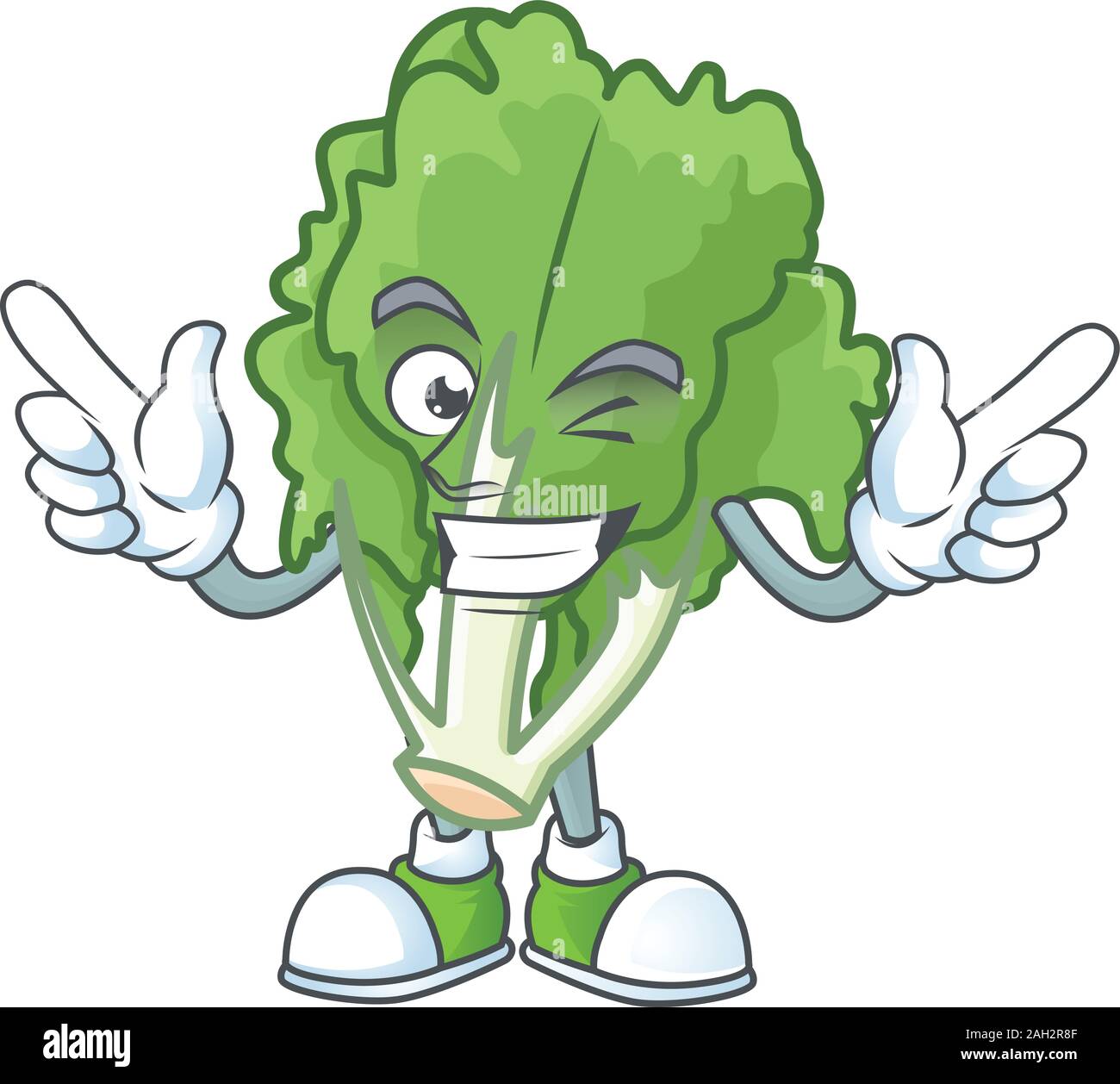 Funny endive cartoon character style with Wink eye Stock Vector Image ...
