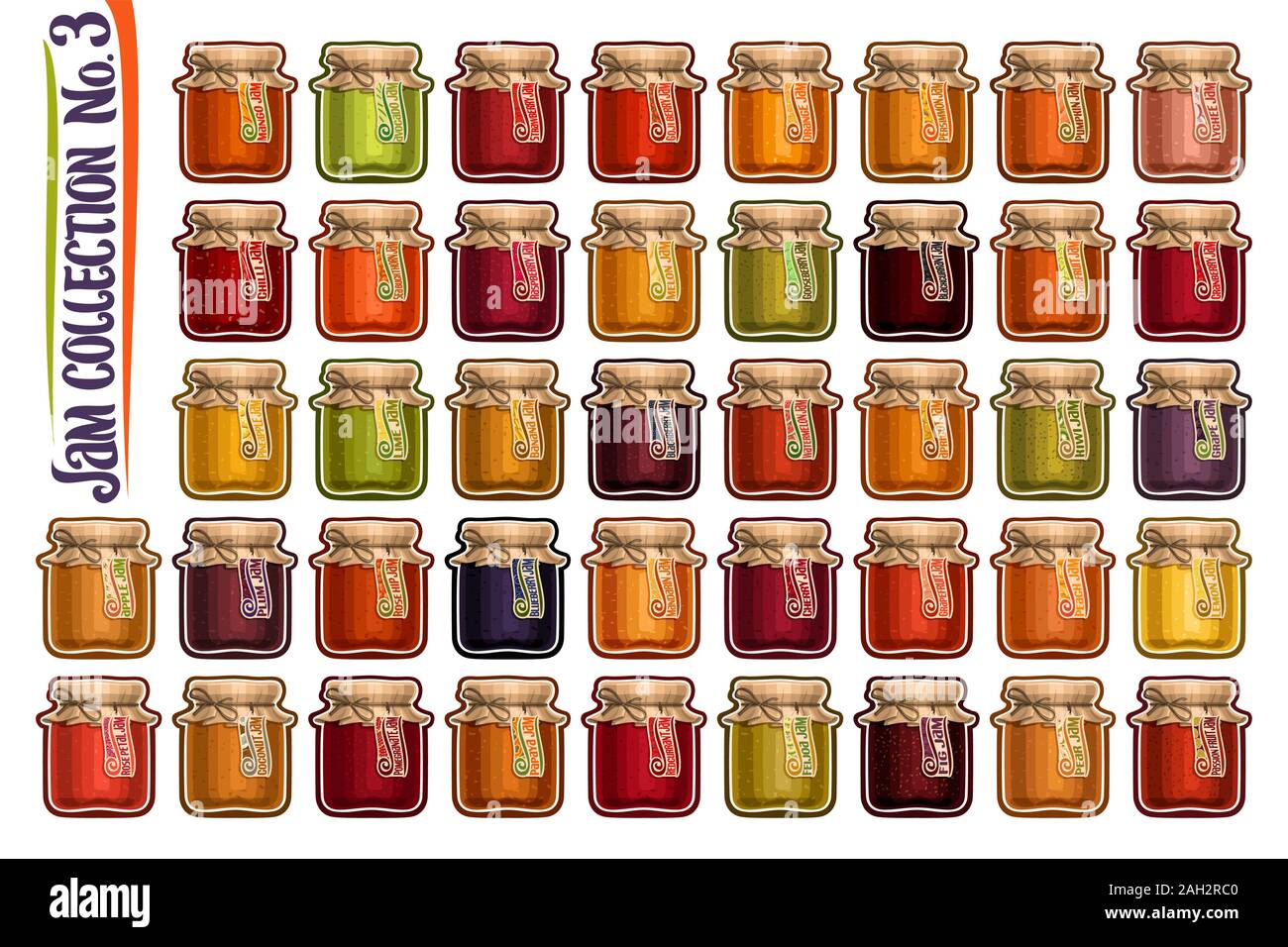 Vector set of different Jam Jars, group of 42 colorful cut out objects ...