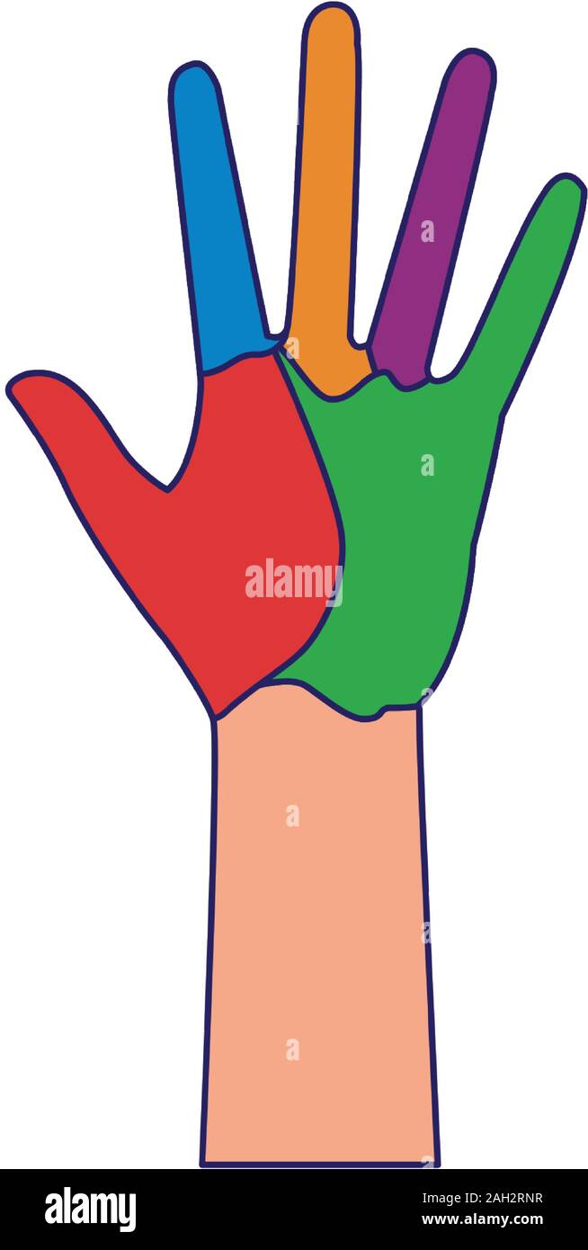 hand with colorful paint, flat design Stock Vector Image & Art - Alamy