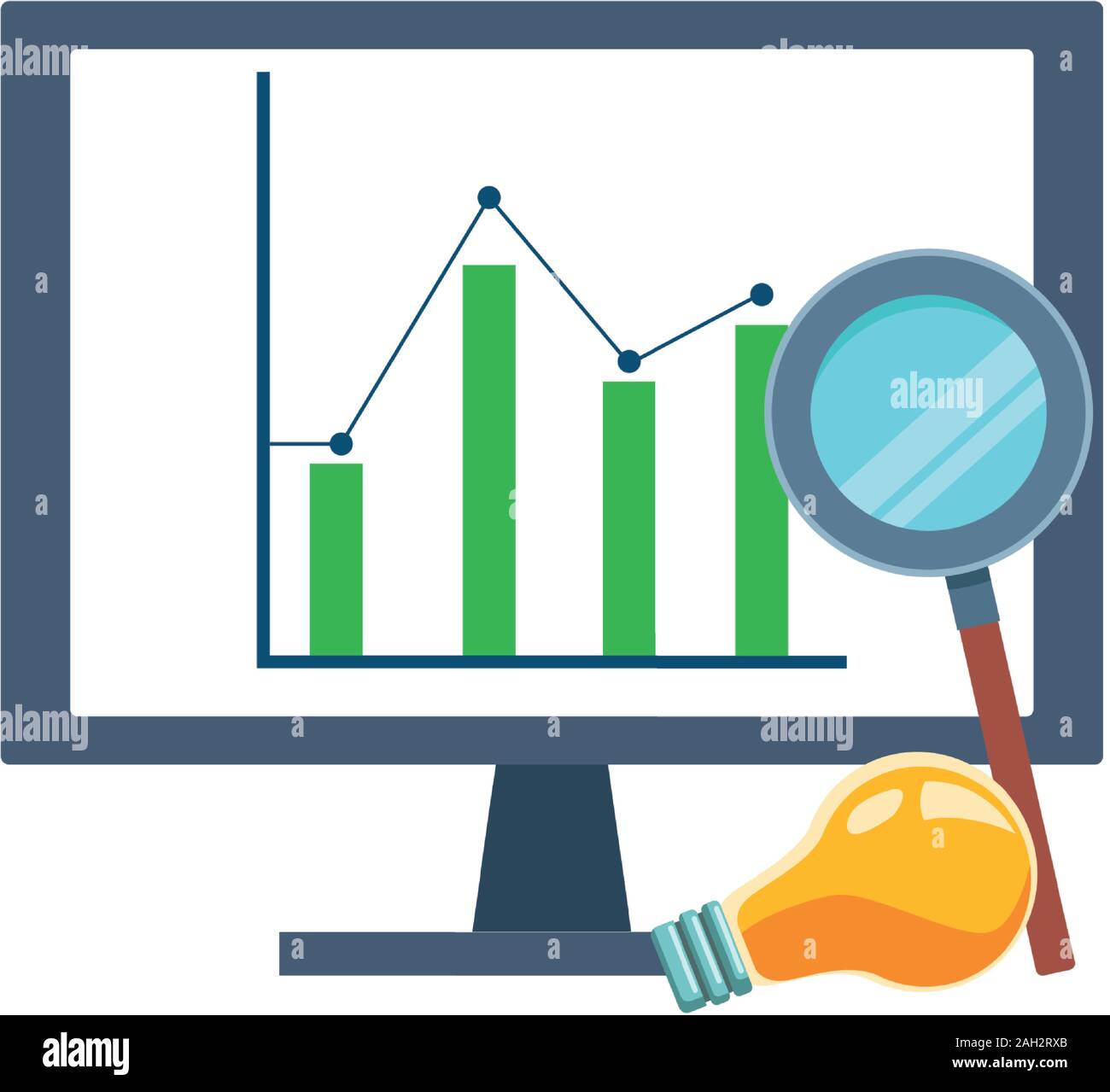Magnifying glass computer screen chart Cut Out Stock Images & Pictures ...