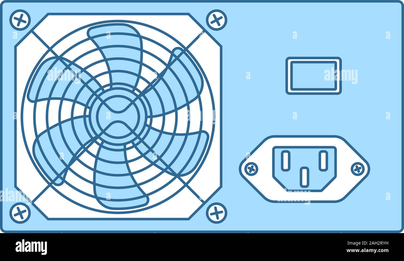 Power Unit Icon. Thin Line With Blue Fill Design. Vector Illustration ...