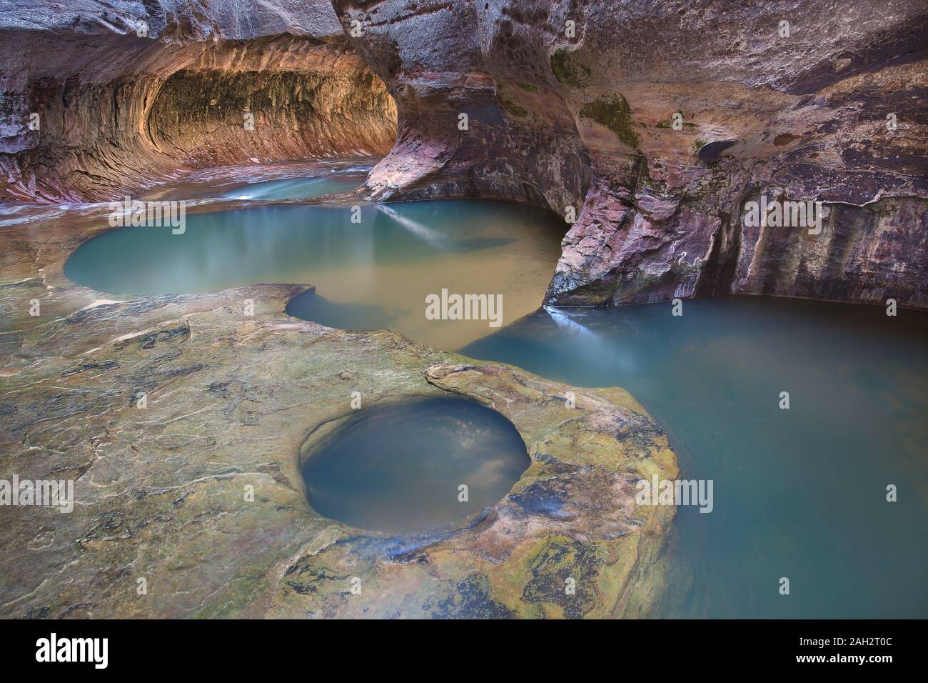 Potholes Inside The Subway, Zion National Park, Utah Stock Photo - Alamy