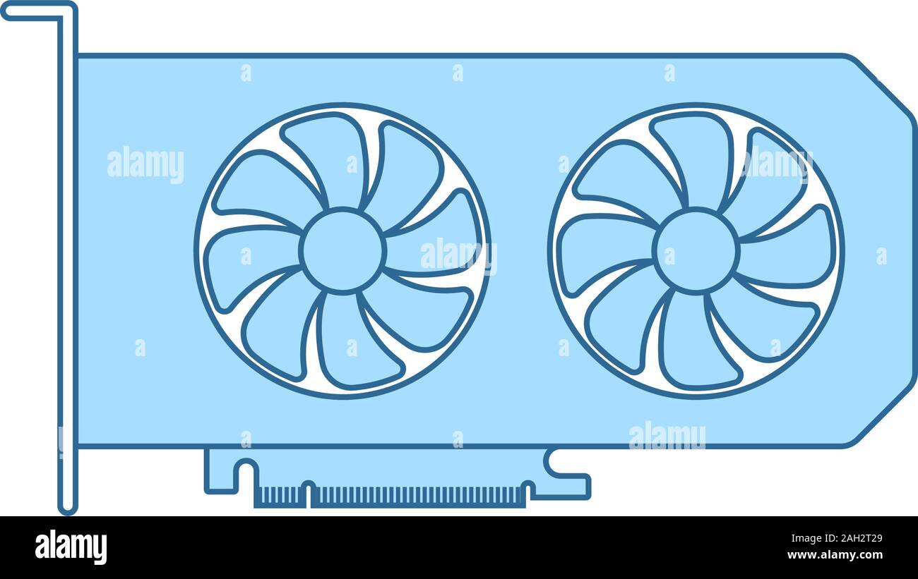 GPU Icon. Thin Line With Blue Fill Design. Vector Illustration Stock ...