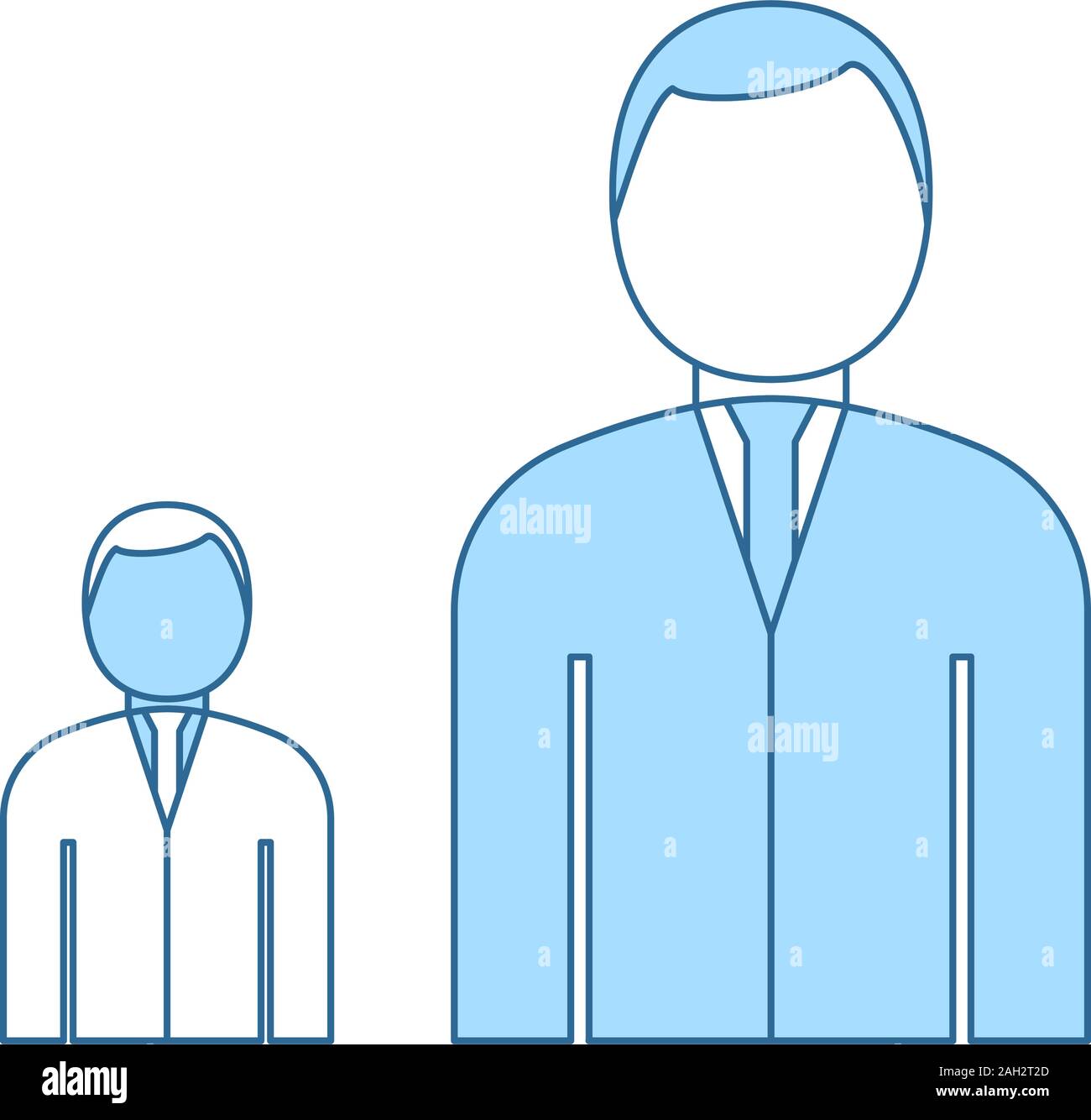 Man Boss With Subordinate Icon. Thin Line With Blue Fill Design. Vector ...