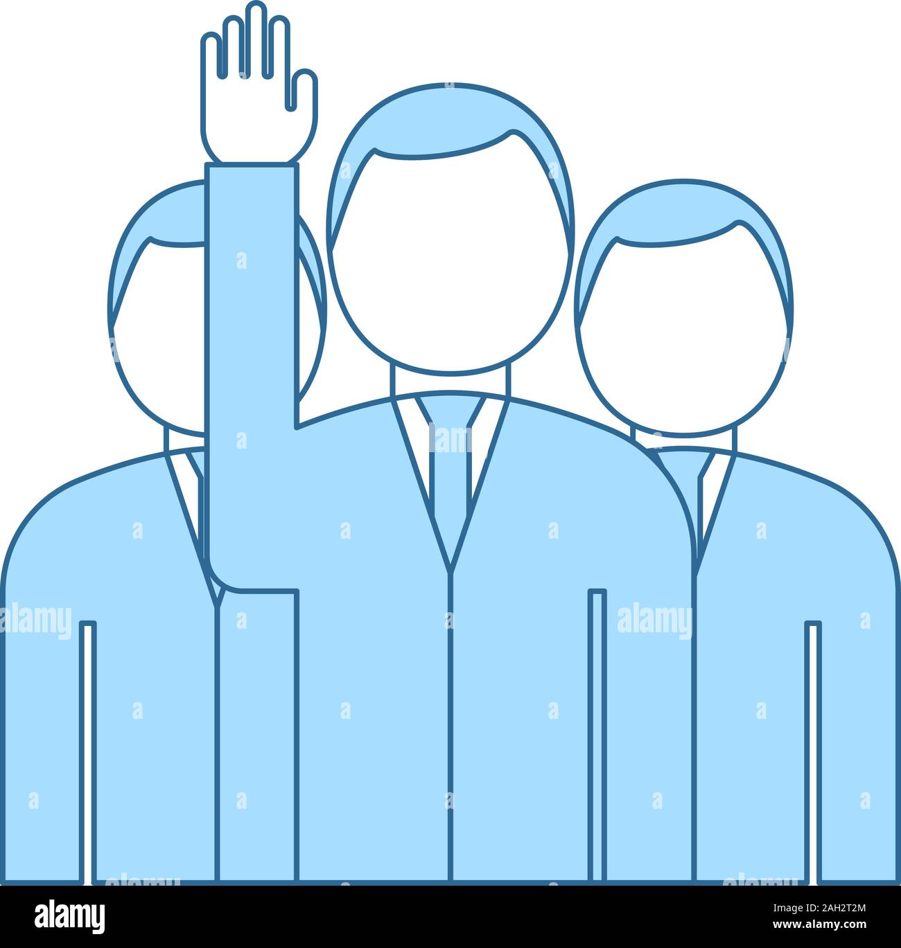 Voting Man With Men Behind Icon. Thin Line With Blue Fill Design ...