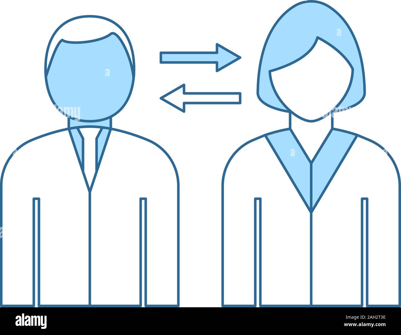 Corporate Interaction Icon. Thin Line With Blue Fill Design. Vector ...