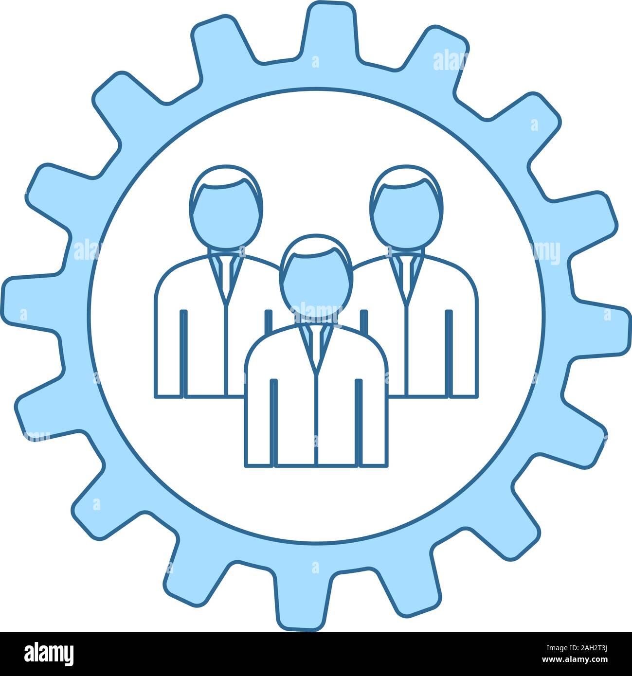 Teamwork Icon. Thin Line With Blue Fill Design. Vector Illustration ...