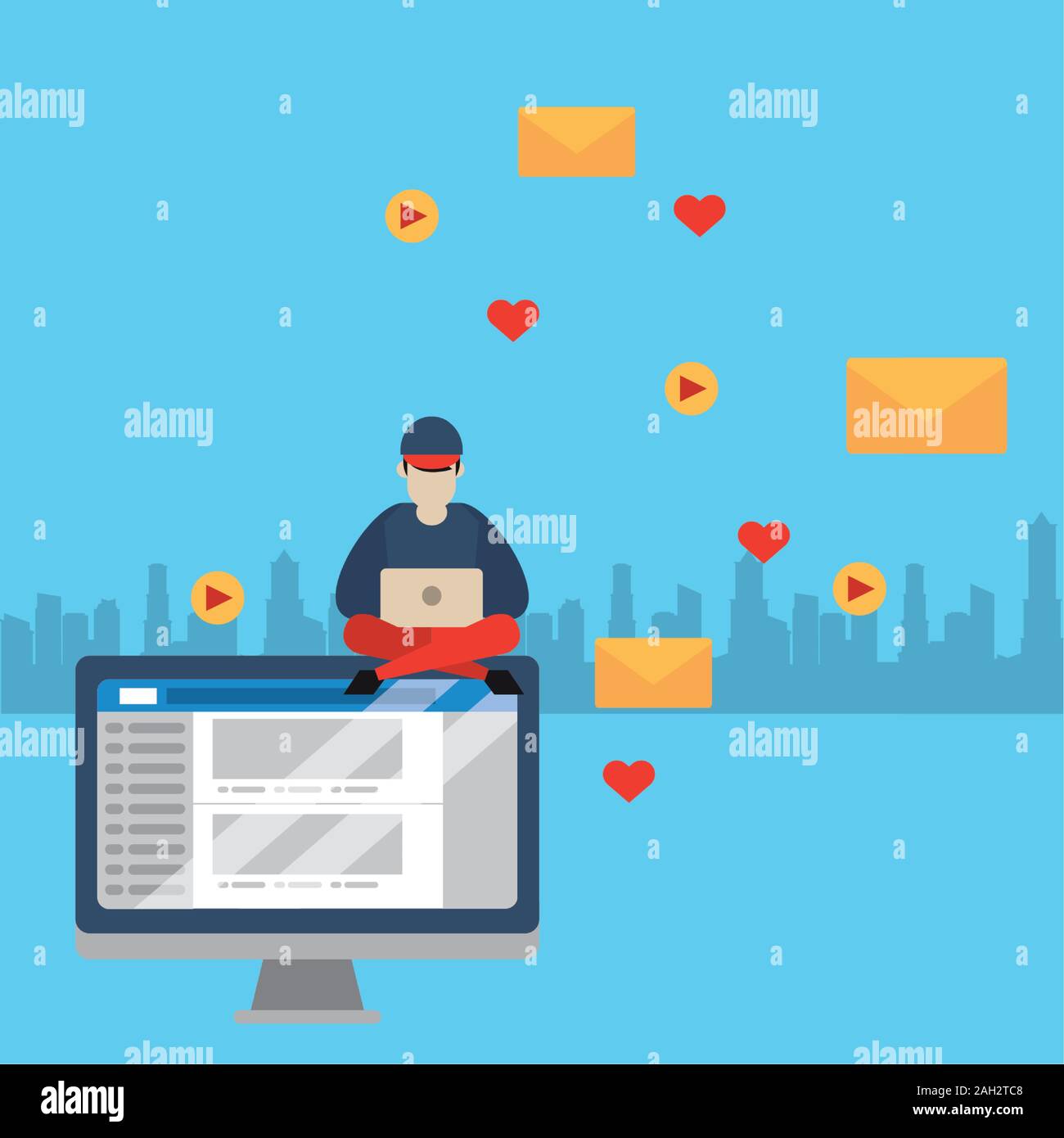 Social media addiction art Stock Vector Images - Alamy