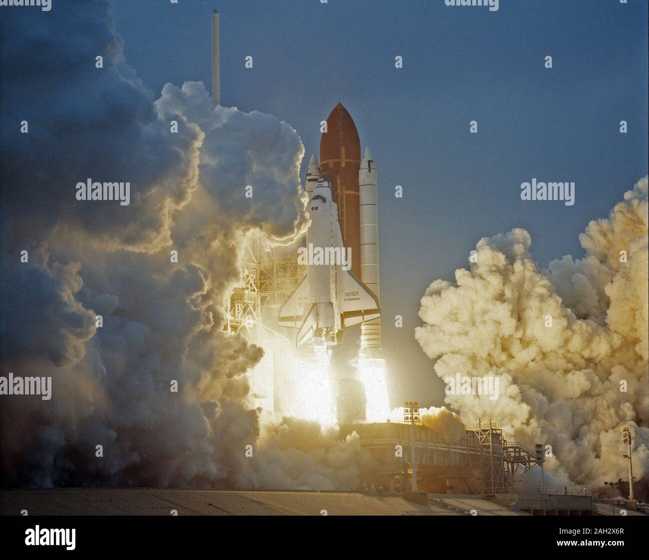 STS-49, the first flight of the Space Shuttle Orbiter Endeavour, lifted ...