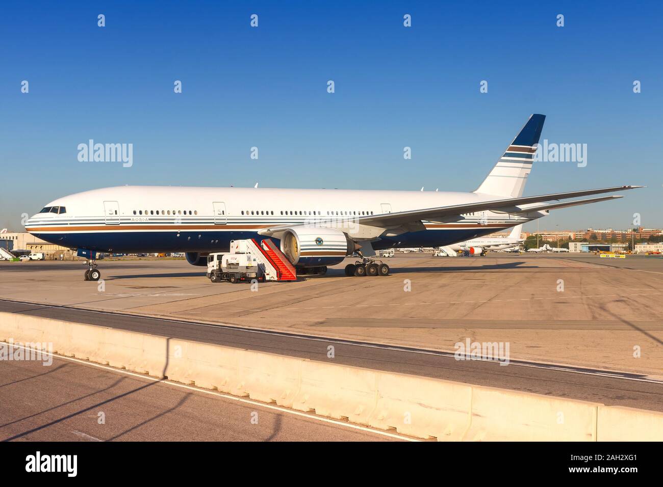 Madrid, Spain - April 10, 2017: Privilege Style Boeing 777 airplane at ...