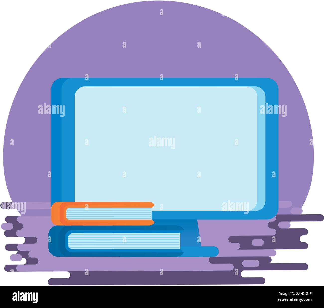 desktop computer display with books Stock Vector Image & Art - Alamy