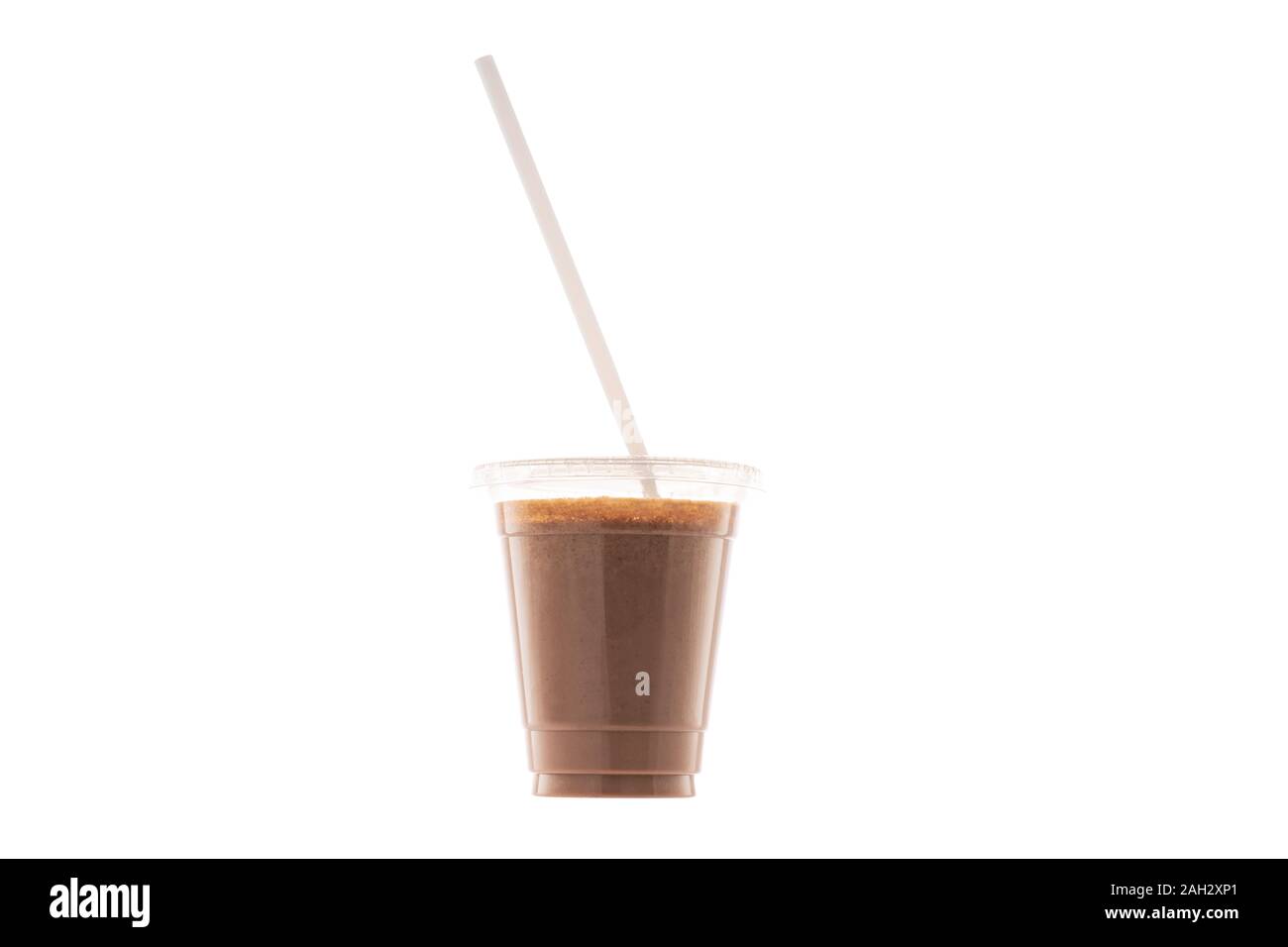 Fresh Fruit Smoothie Shake in a plastic cup and straw isolated on white ...