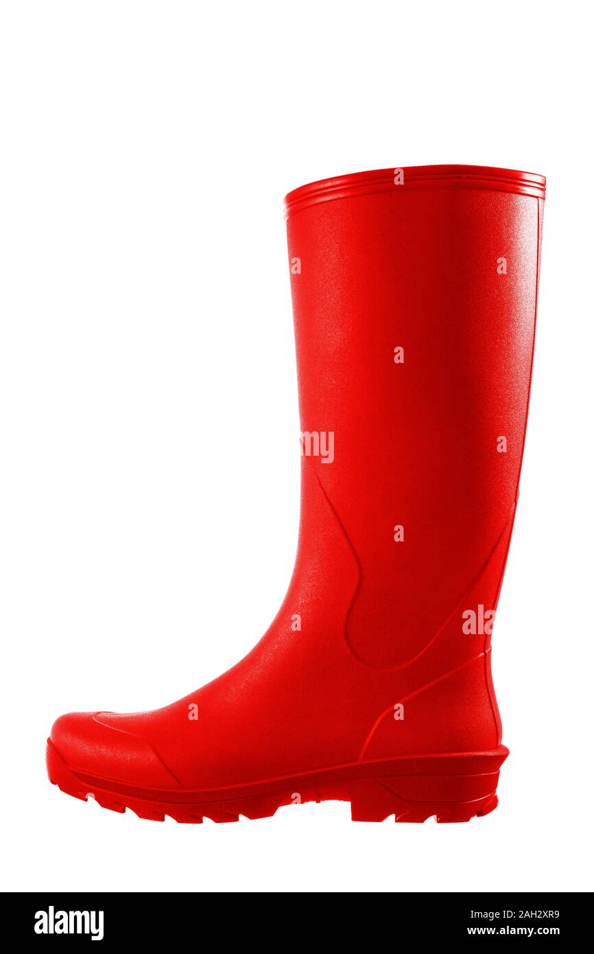 Red rubber boots isolated on white Stock Photo - Alamy