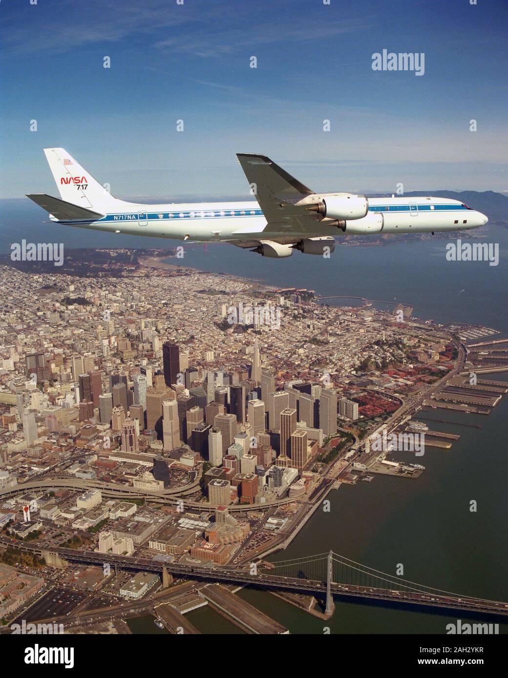 DC-8 NASA 717 in flight over San Francisco, Ca Stock Photo - Alamy